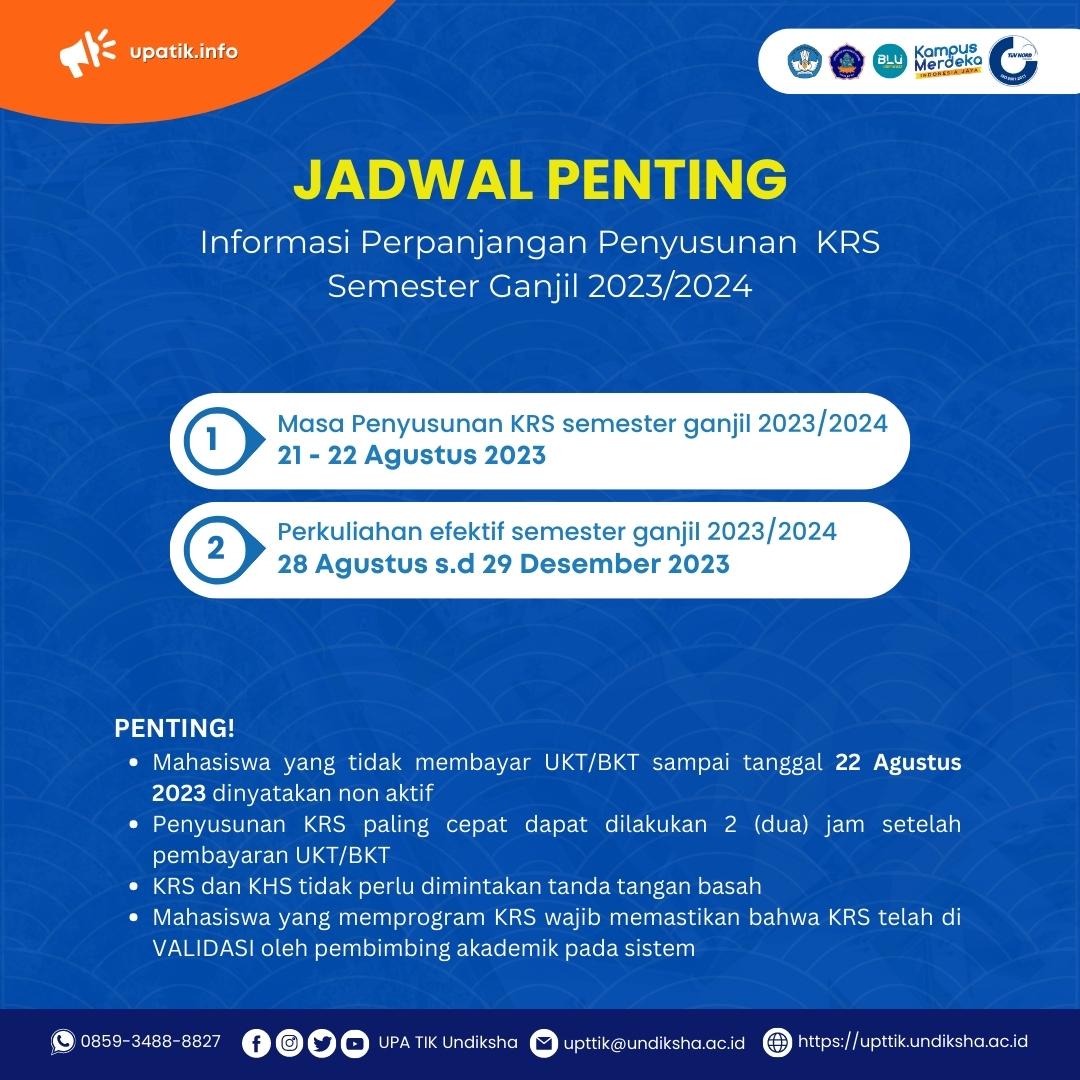 Perpanjangan Penyusunan KRS Semester Ganjil 2023/2024 - UPA TIK Undiksha