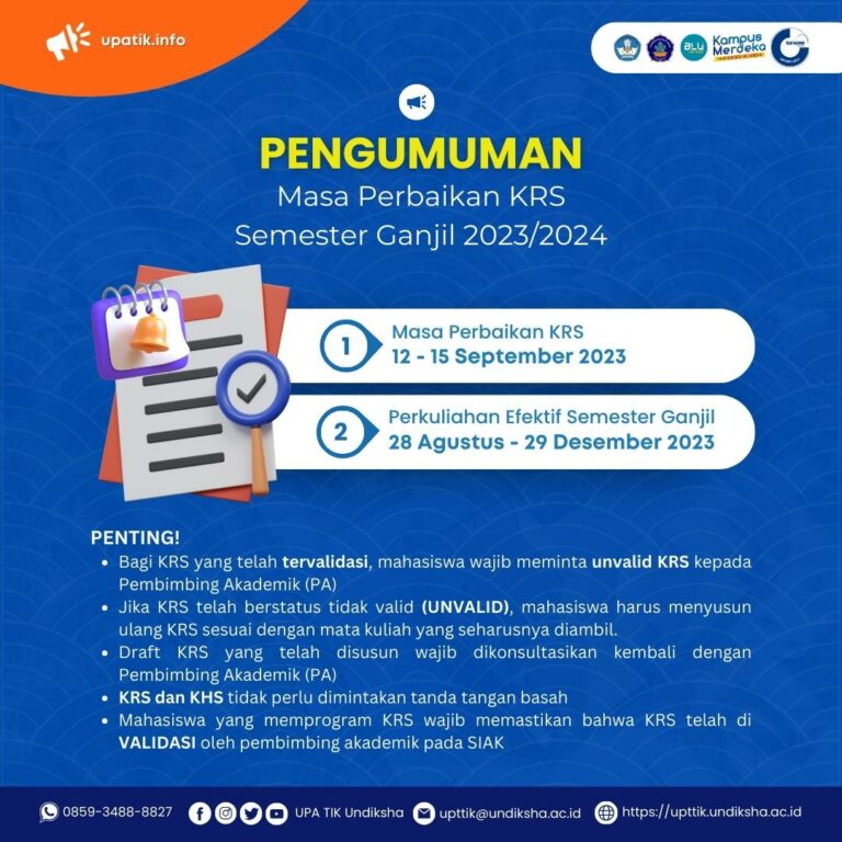 Informasi Perbaikan KRS Semester Ganjil Tahun Akademik 2023/2024 Universitas Pendidikan Ganesha ...