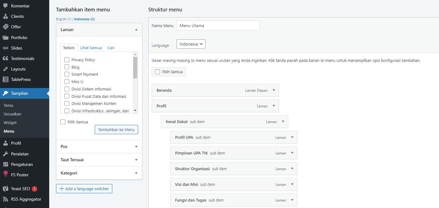 Mengelola Menu dan Submenu - UPA TIK Undiksha