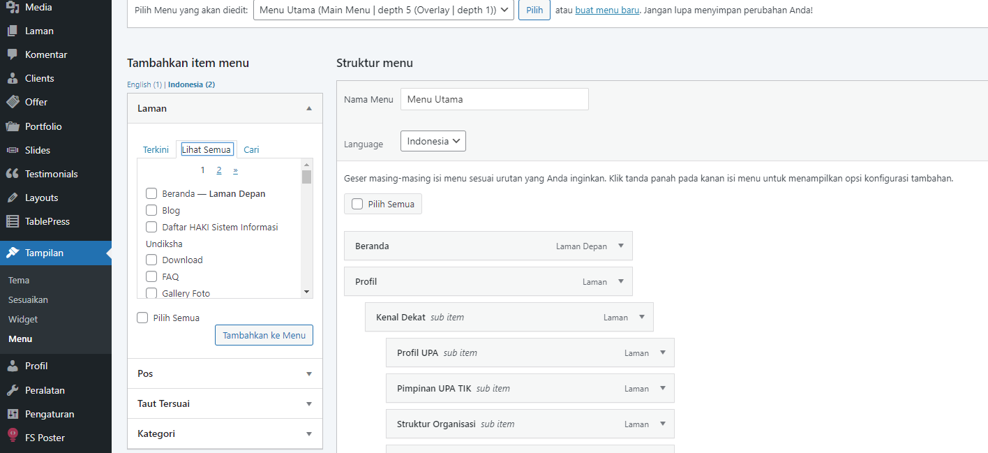 Mengelola Menu dan Submenu - UPA TIK Undiksha