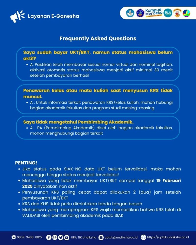 Jadwal Penting dan Pembayaran UKT/BKT Semester Genap 2024/2025 - UPA TIK Undiksha
