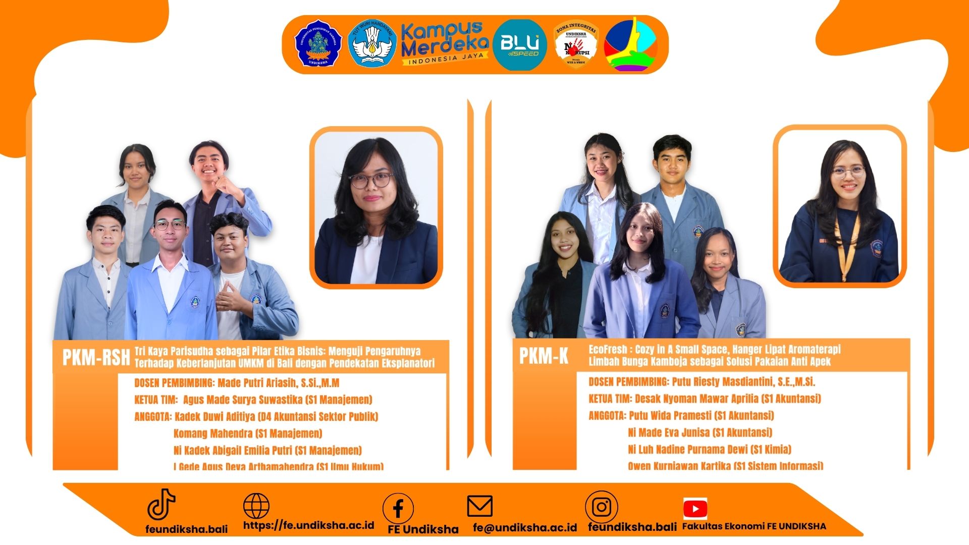Tim Program Kreativitas Mahasiswa (PKM) Fakultas Ekonomi Lolos Pendanaan Belmawa Tahun 2025 ...